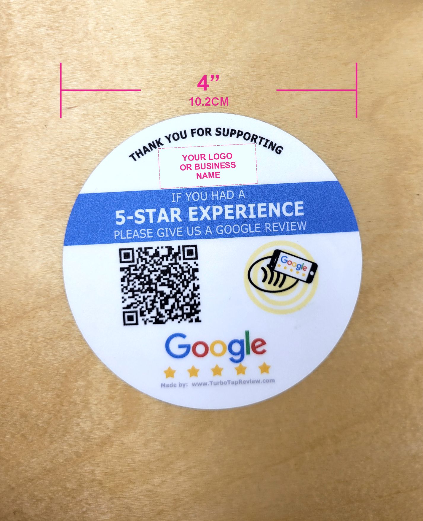 Turbo Tap Review Sticker: Increase Google Reviews, Boost SEO